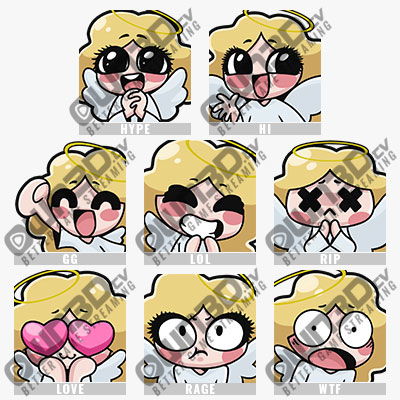 Angel Emotes Twitch Sub Emote | Twitch Sub Emotes - 8 Pack - OWN3D