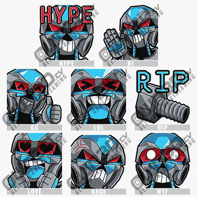 Cyborg Emotes Twitch Sub Emote | Twitch Sub Emotes - 8 Pack - OWN3D
