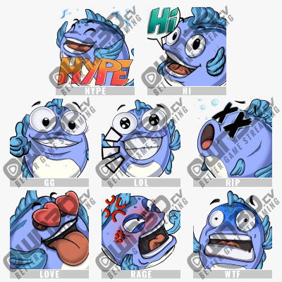 Fish Twitch Sub Emote | Twitch Sub Emotes - 8 Pack - OWN3D