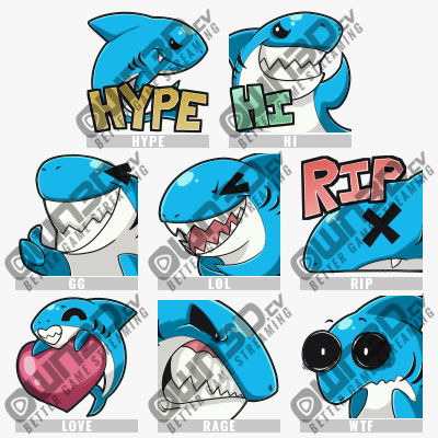 Shark Twitch Sub Emote | Twitch Sub Emotes - 8 Pack - OWN3D
