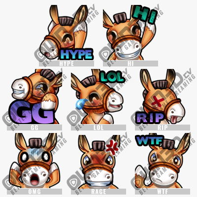 Donkey Twitch Sub Emote | Twitch Sub Emotes - 8 Pack - OWN3D
