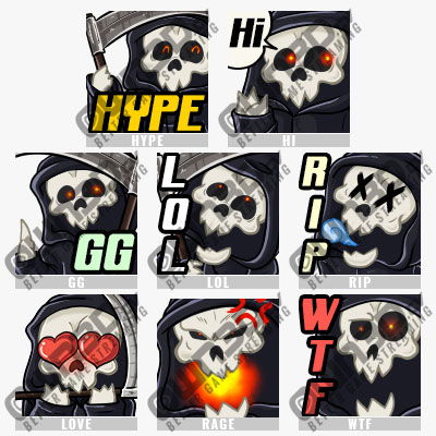 Animated Reaper Twitch Sub Emote | Twitch Sub Emotes - 8 Pack - OWN3D