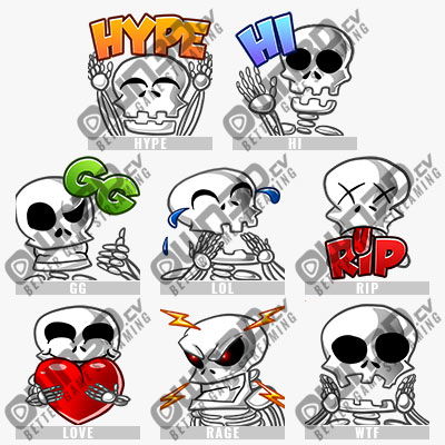 Animated Skeleton Twitch Sub Emote | Twitch Sub Emotes - 8 Pack - OWN3D
