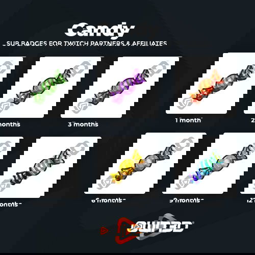 Candy Twitch Sub Badges - 6 Pack - OWN3D