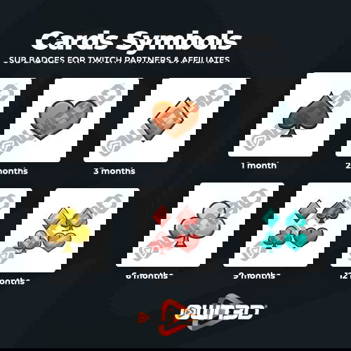 Card Symbols Twitch Sub Badges - 6 Pack - OWN3D