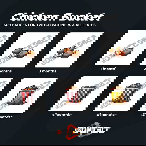 Chicken Bucket Twitch Sub Badges - 6 Pack - OWN3D