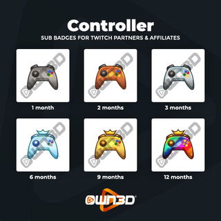 Controller Twitch Sub Badges - 6 Pack - OWN3D