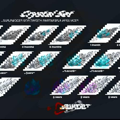 Crystal Set 1 Twitch Sub Badges - #1 Shop for Streamers | OWN3D