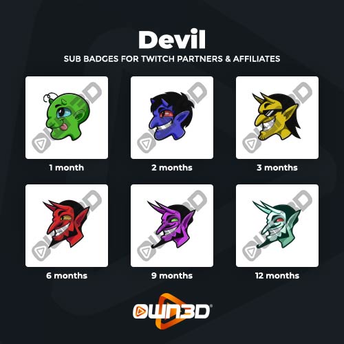 Devil Twitch Sub Badges - 6 Pack - OWN3D