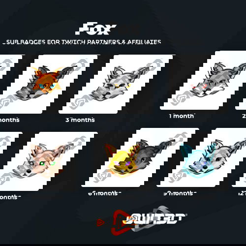 Fox Twitch Sub Badges - 6 Pack - OWN3D