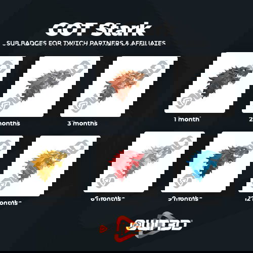 GoT Stark Badges d'abonné Twitch - Pack de 6 - OWN3D