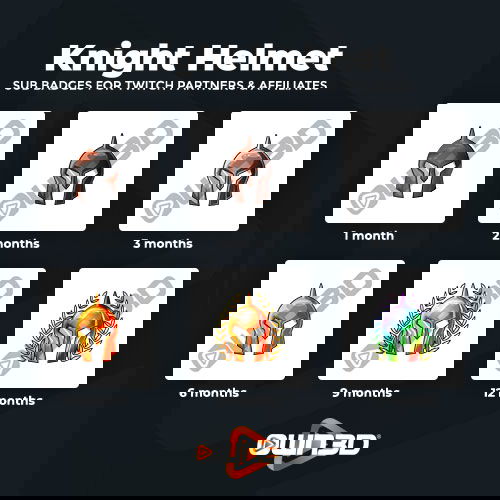 Knight Helmet Twitch Sub Badges - 6 Pack - OWN3D