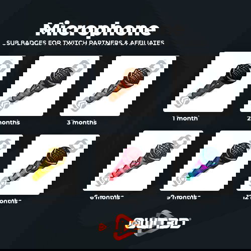 Microphone Twitch Sub Badges - 6 Pack - OWN3D