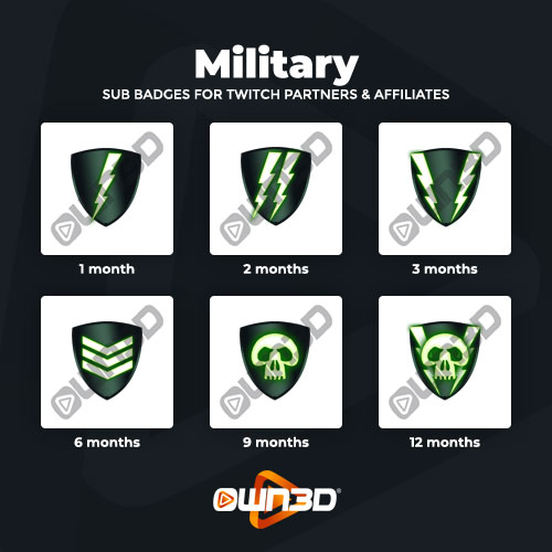 Military Twitch Sub Badges - 6 Pack - OWN3D