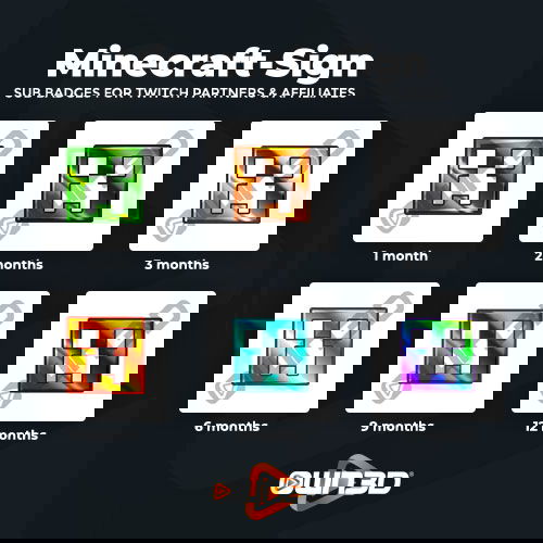 Minecraft Sign Emblemas de suscriptores de Twitch - Paquete 6 - OWN3D