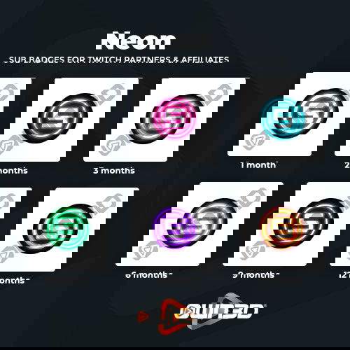 Neon Twitch Sub Badges - 6 Pack - OWN3D