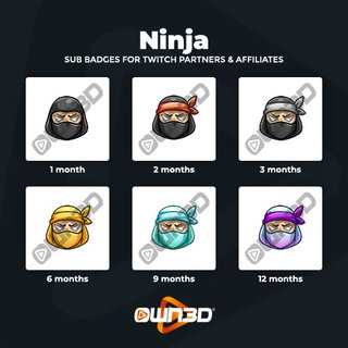 Ninja Twitch Sub Badges - 6 Pack - OWN3D