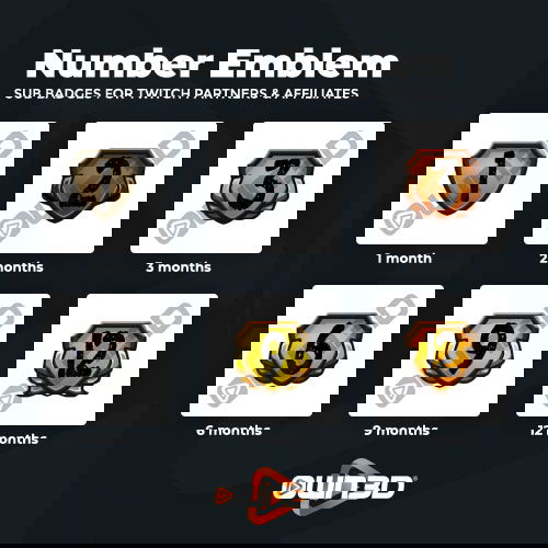 Number Emblem Emblemas de suscriptores de Twitch - Paquete 6 - OWN3D