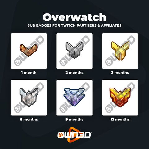 Overwatch Badge Twitch Sub Badges - 6 Pack - OWN3D