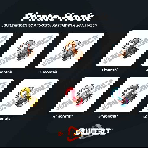 Pirate-hook Twitch Sub Badges - 6 Pack - OWN3D
