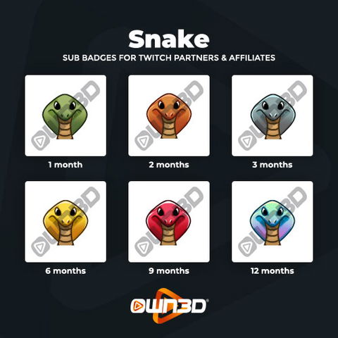 Snake Twitch Sub Badges - 6 Pack - OWN3D