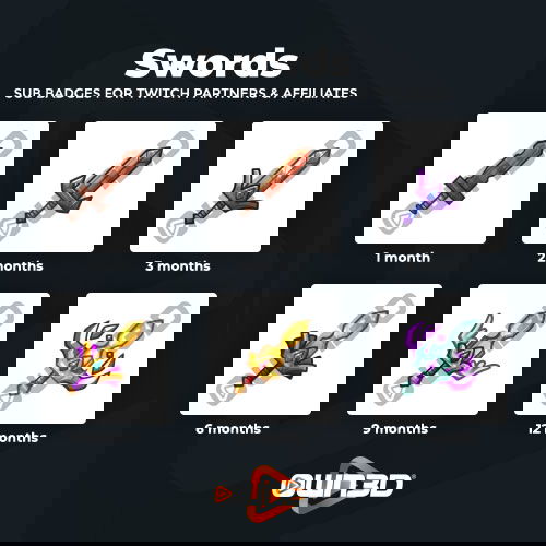 Swords Twitch Sub Badges - 6 Pack - OWN3D