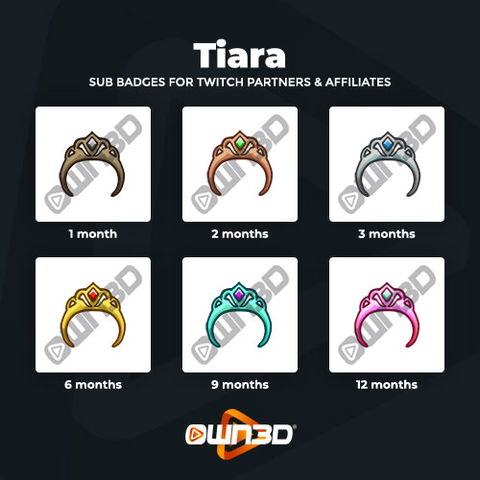Tiara Twitch Sub Badges - 6 Pack - OWN3D