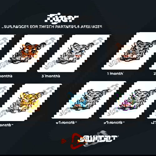 Tiger Twitch Sub Badges - 6 Pack - OWN3D
