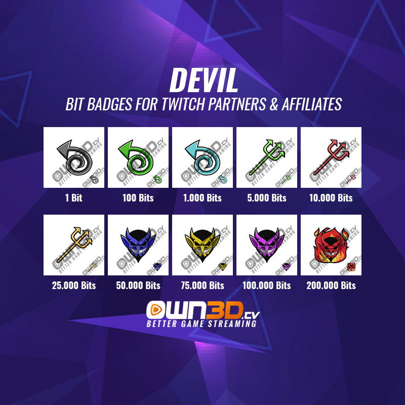 Devil Twitch Bit Badges - 10 Pack - OWN3D
