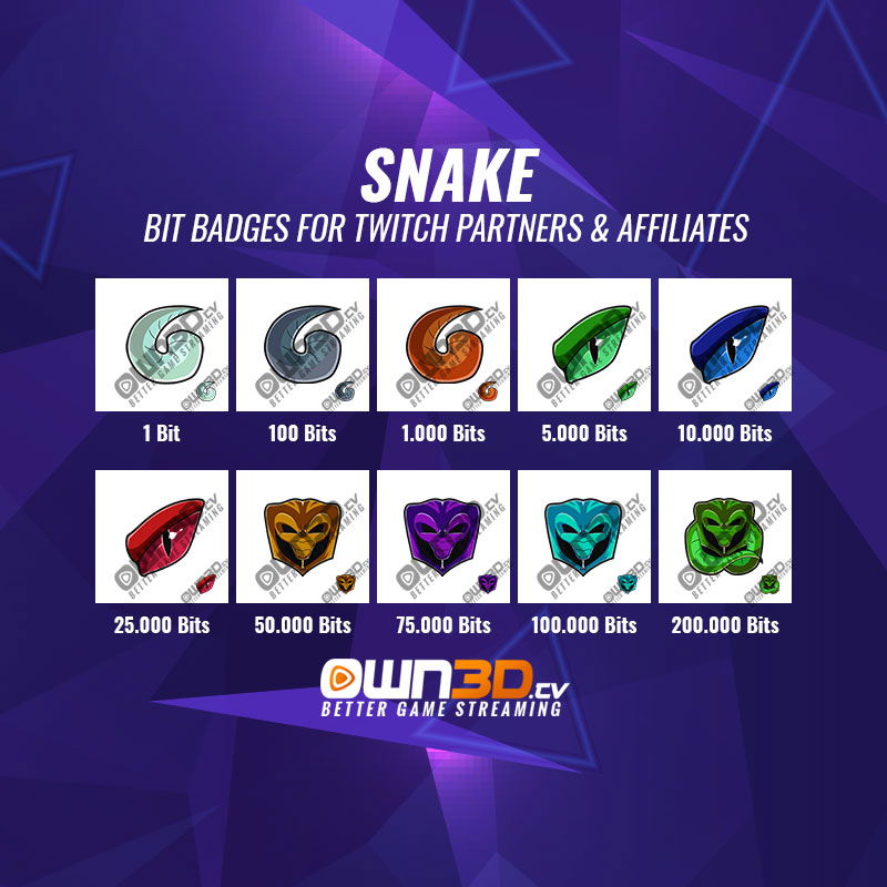 Snake Twitch Bit Badges - 10 Pack - OWN3D