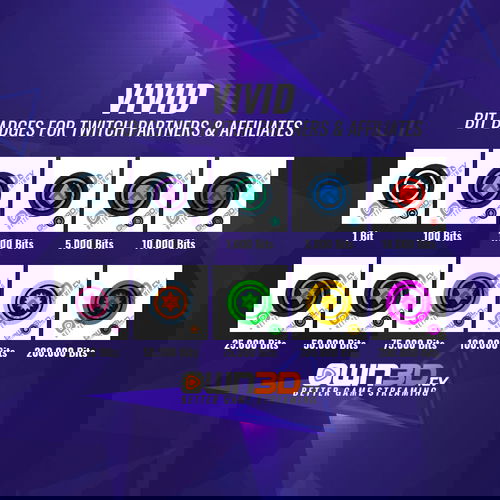 Vivid Emblemas de Bits de Twitch - Paquete 10 - OWN3D