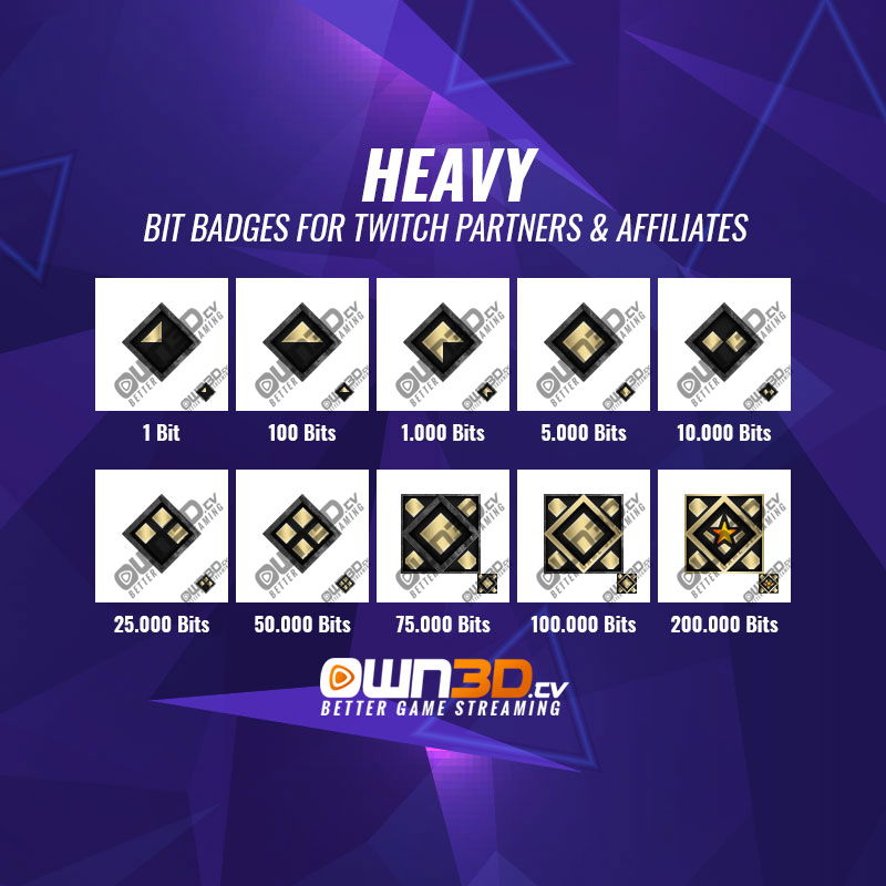 Heavy Twitch Bit Badges - 10 Pack - OWN3D