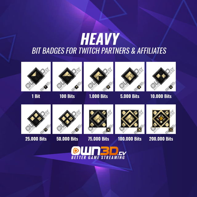 Heavy Twitch Bit Badges - 10 Pack - OWN3D