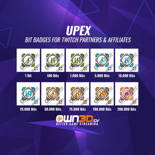 Upex Emblemas de Bits de Twitch - Paquete 10 - OWN3D