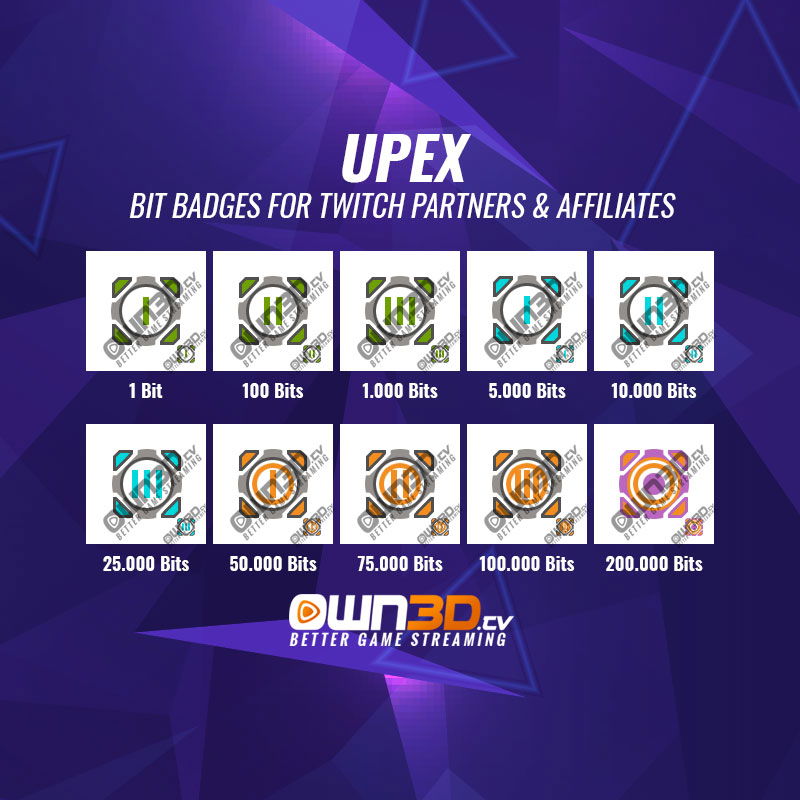 Upex Emblemas de Bits de Twitch - Paquete 10 - OWN3D